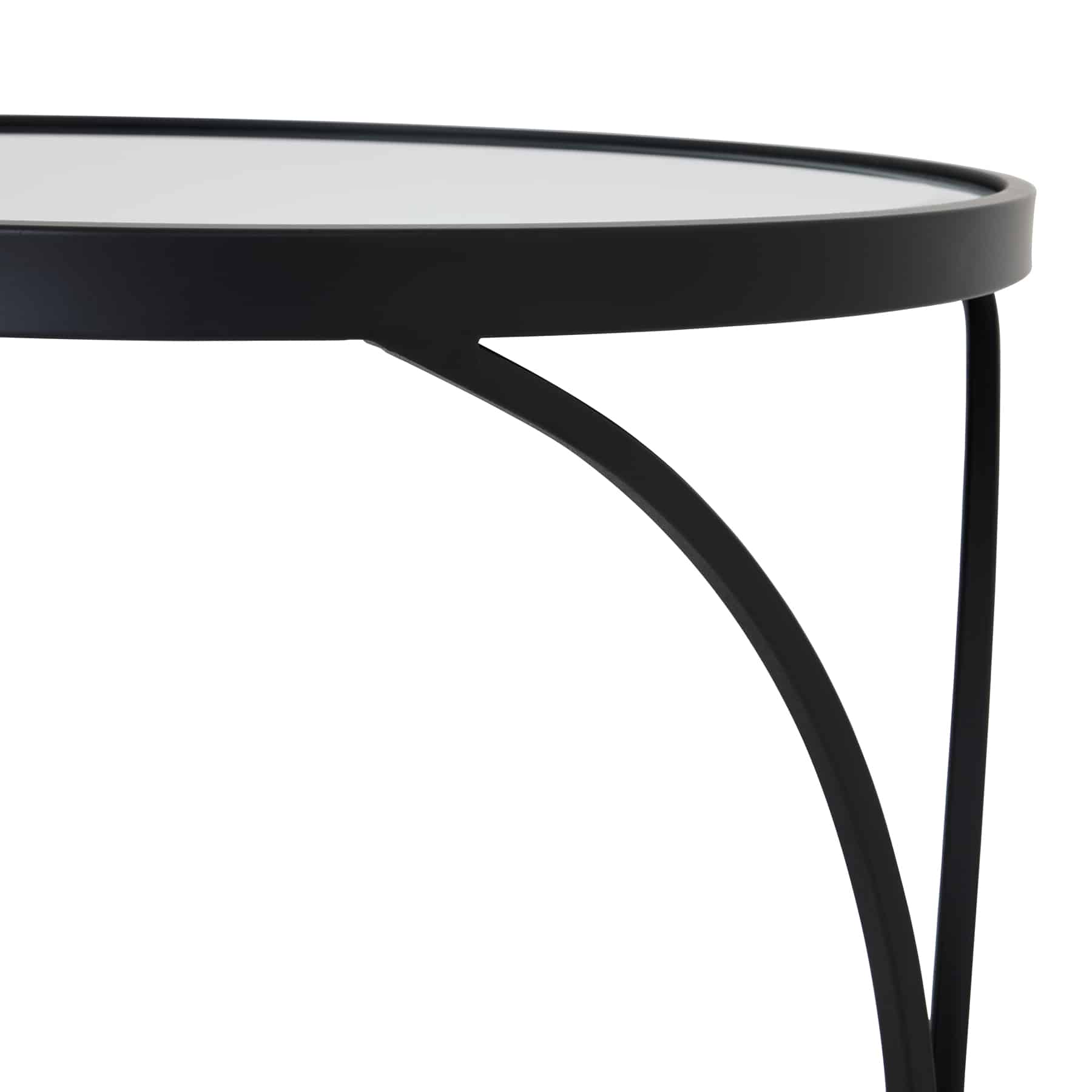 Concaved Set Of Two Black Mirrored Side Tables - Roost Home & Lifestyle