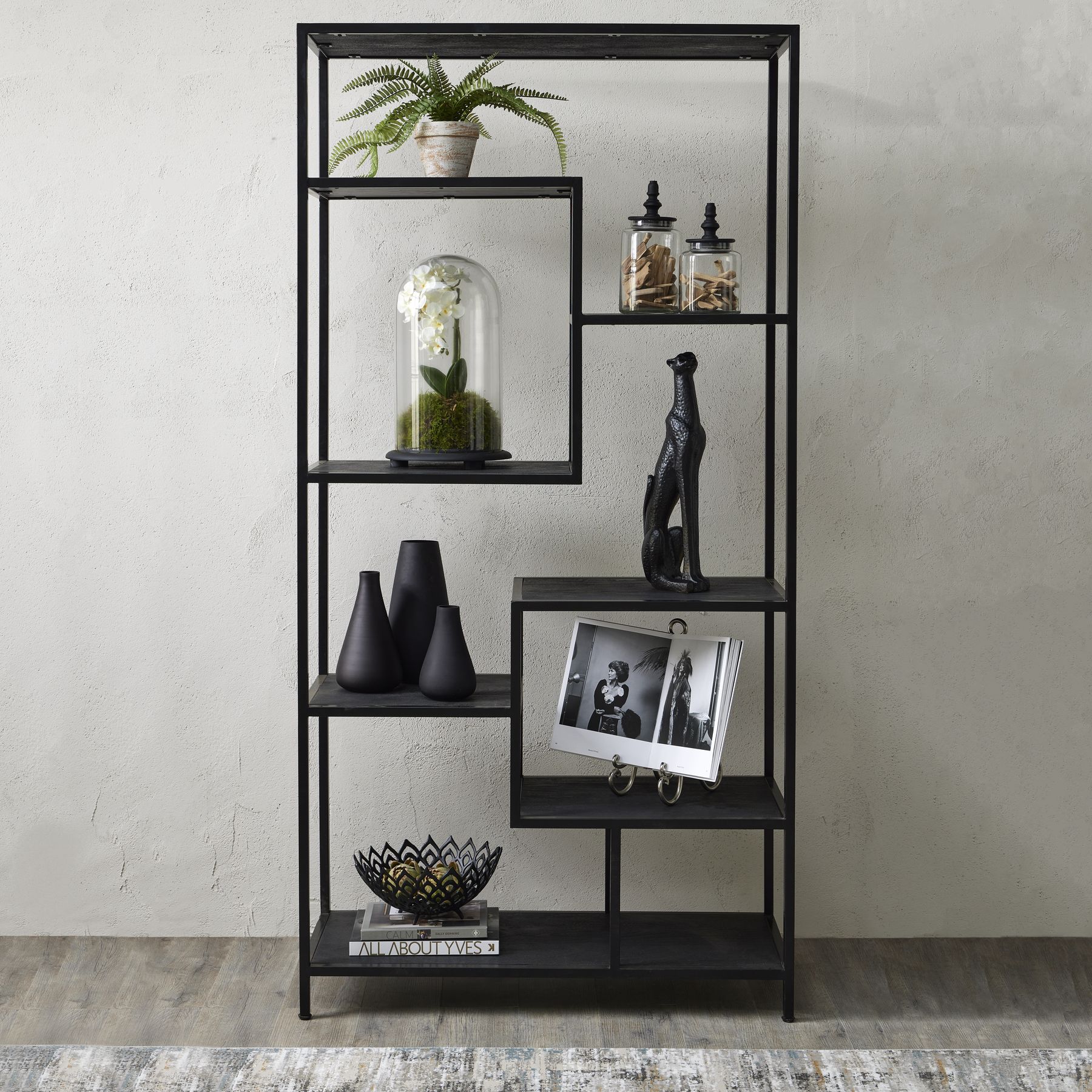 Large Black Multi Shelf Unit - Roost Home & Lifestyle
