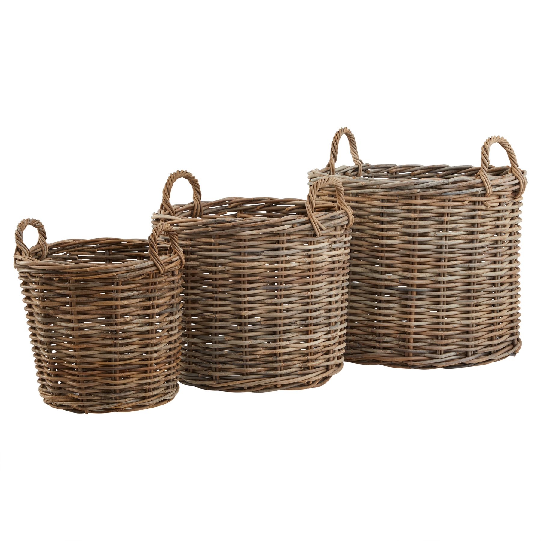 Set of 3 Kubu Rattan Round Storage Baskets - Roost Home & Lifestyle